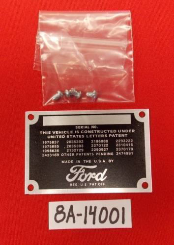 7C-14001 1949 1950 Ford Firewall Data VIN Plate