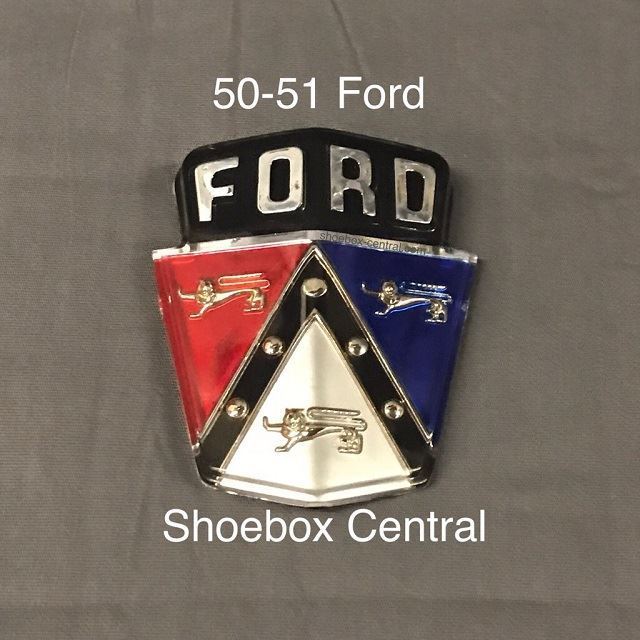 0A-16637-B 1950 1951 Ford hood emblem plastic insert
