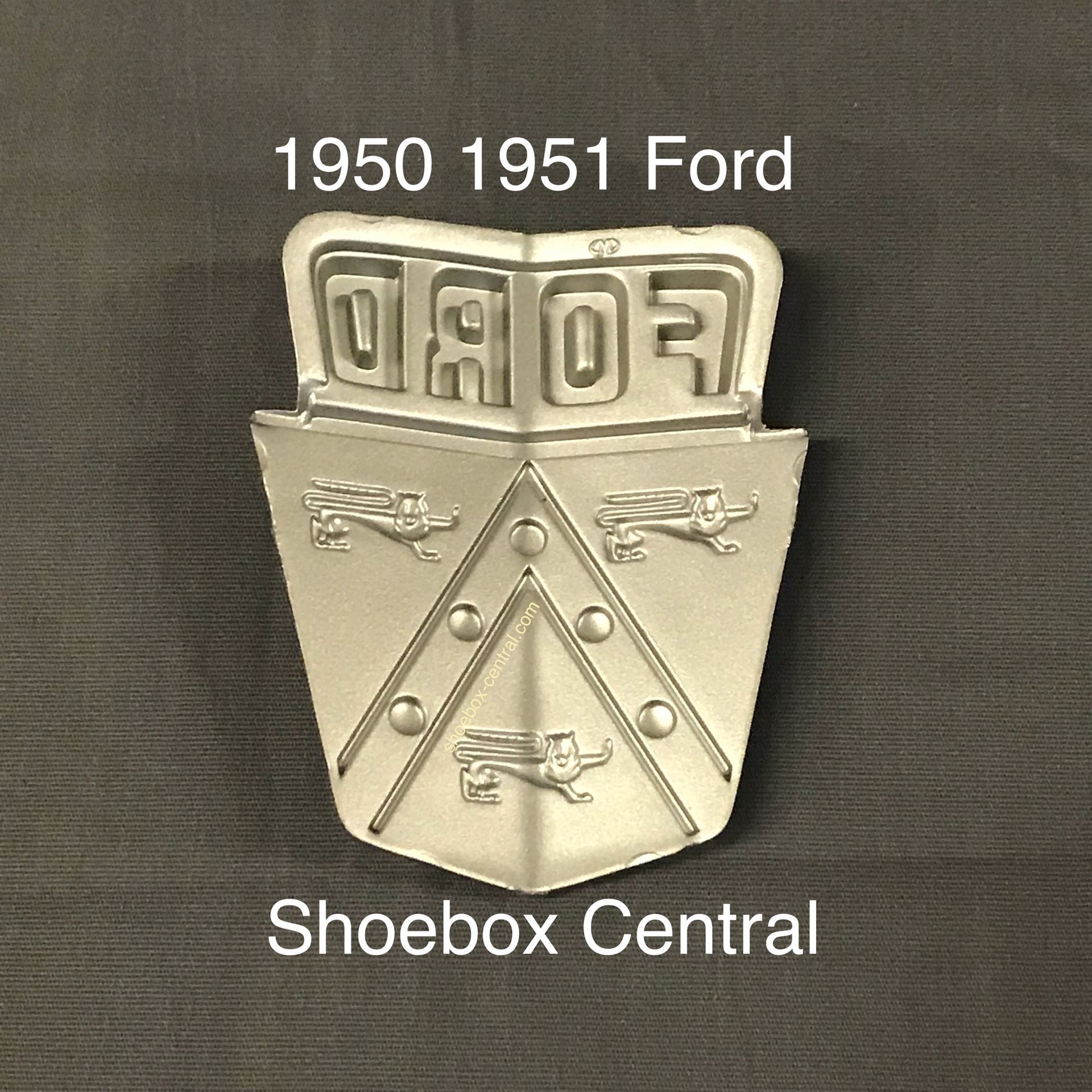 0A-16637-B 1950 1951 Ford hood emblem plastic insert