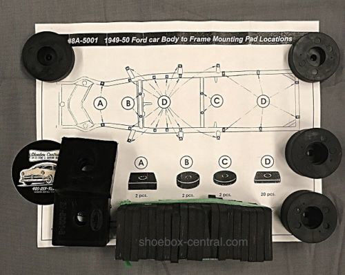 8A-5001 1949 1950 ford body to frame rubber pad insulator kit
