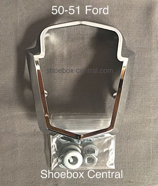 0A-16644-B 1950 1951 Ford Chrome Hood Emblem Bezel Retainer