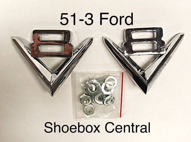 1BA-16237-PR 1951 1952 1953 Ford V8 Fender Badge Emblem