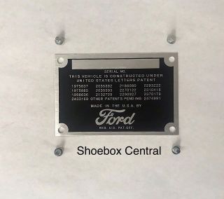 7C-14001 1949 1950 Ford Firewall Data VIN Plate